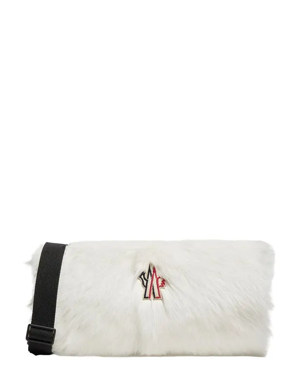 Moncler Shearling Handwarmer & Pouch - White