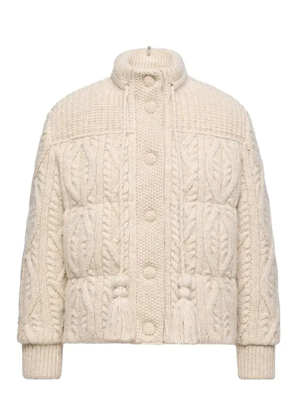 Moncler Melgven Wool Blend Short Down Jacket - White