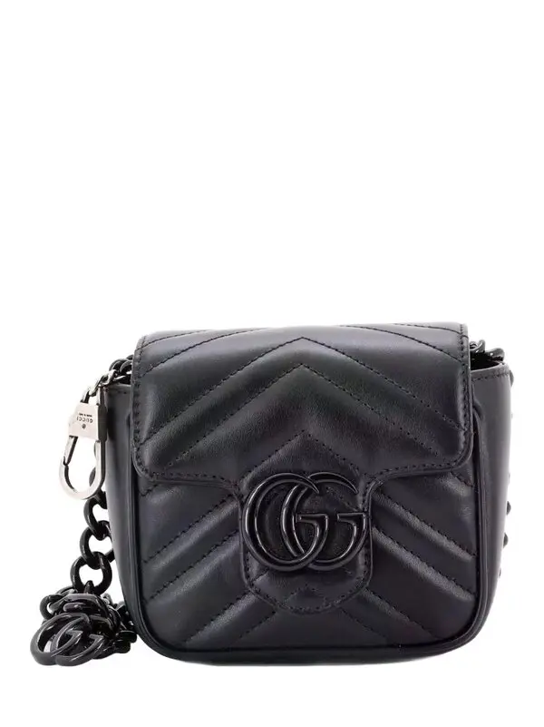 Gucci Gg Marmont Flap Matelasse Leather Mini Belt Bag - Black