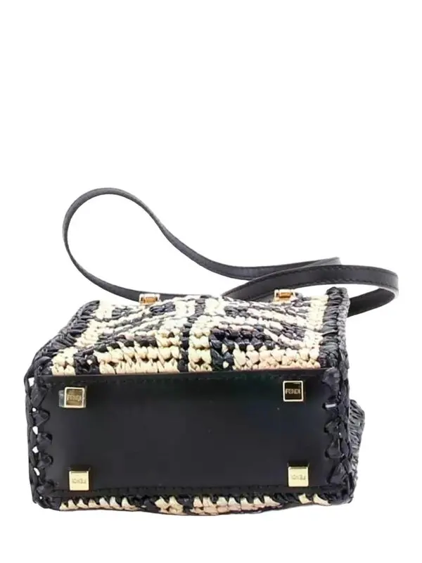 Fendi Sunshine Shopper Zucca Raffia Mini Satchel - Black