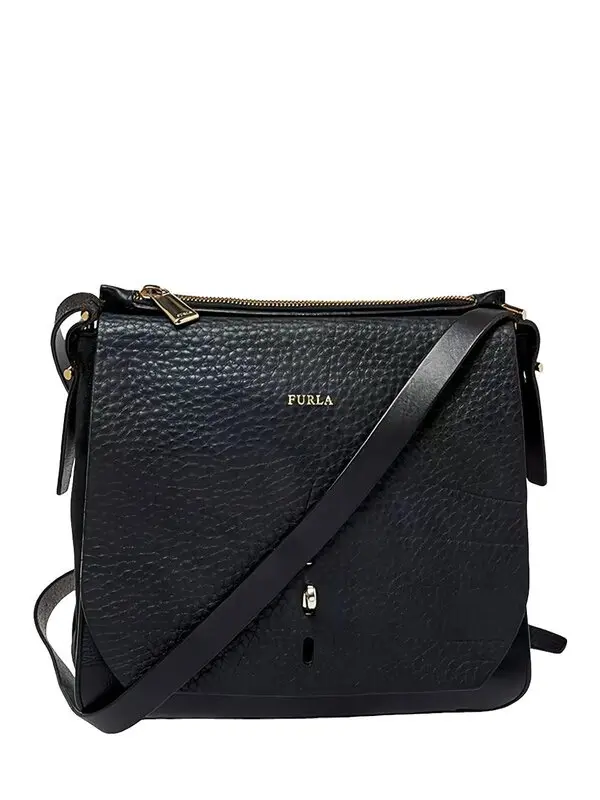 Furla Leather And Suede Messenger Bag - Black