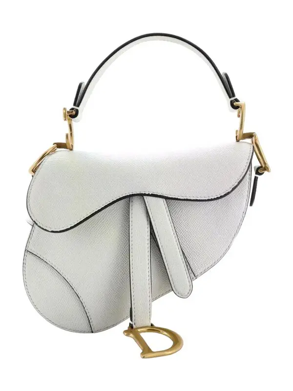 Dior Saddle Handbag Leather Mini Shoulder Bag - White