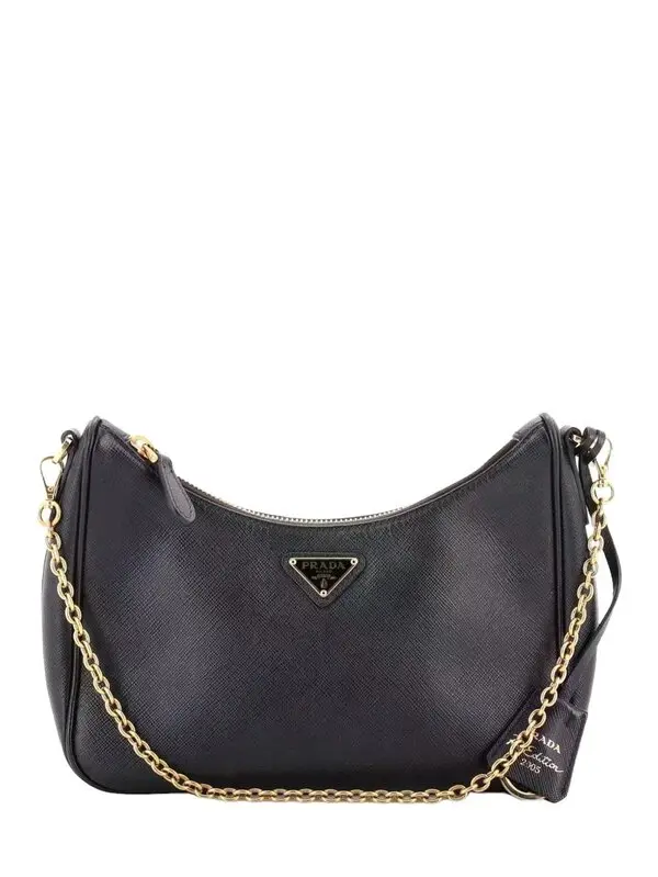 Prada Re-edition 2005 Saffiano Leather Shoulder Bag - Black