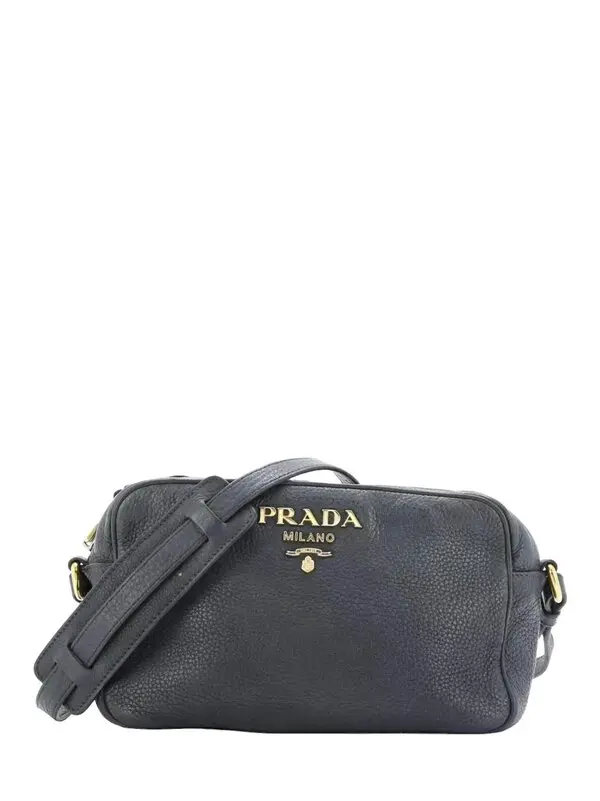 Prada Dual Strap Vitello Daino Camera Crossbody Bag - Blue