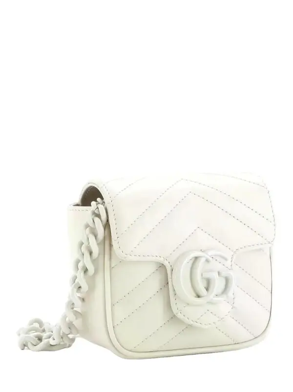 Gucci Gg Marmont Flap Matelasse Leather Mini Belt Bag - White
