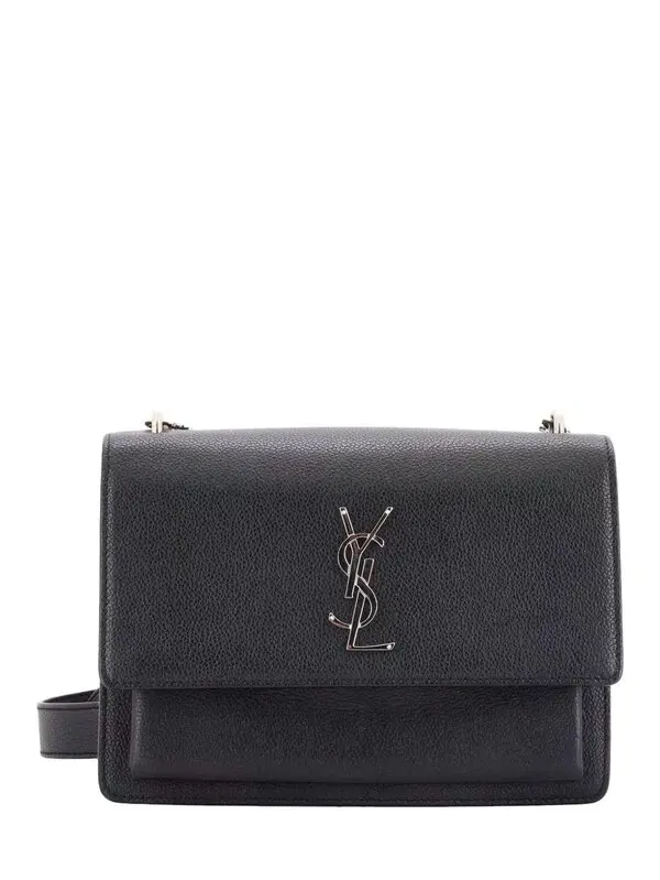 Saint Laurent Sunset Satchel Medium Crossbody Bag - Black
