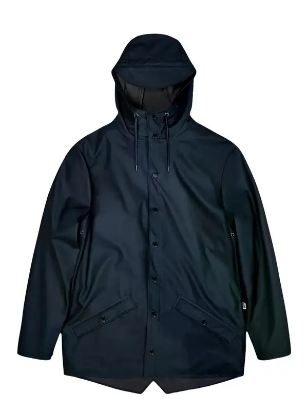 Rains Hooded Rain Jacket With Pockets - Blue