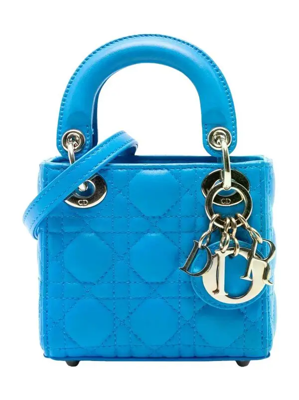 Dior 2021 Micro Lambskin Cannage Lady Satchel - Blue