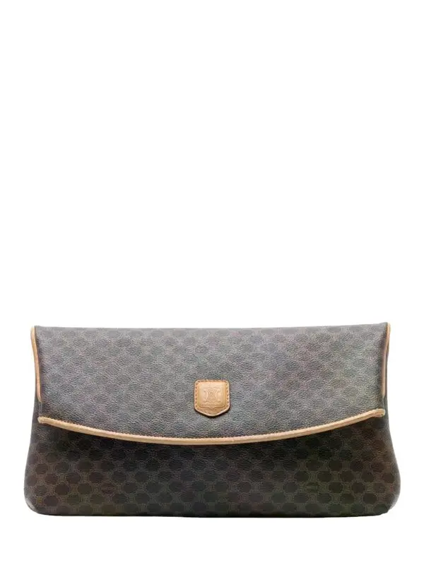Celine 2005 Macadam Coated Canvas Clutch Bag - Brown