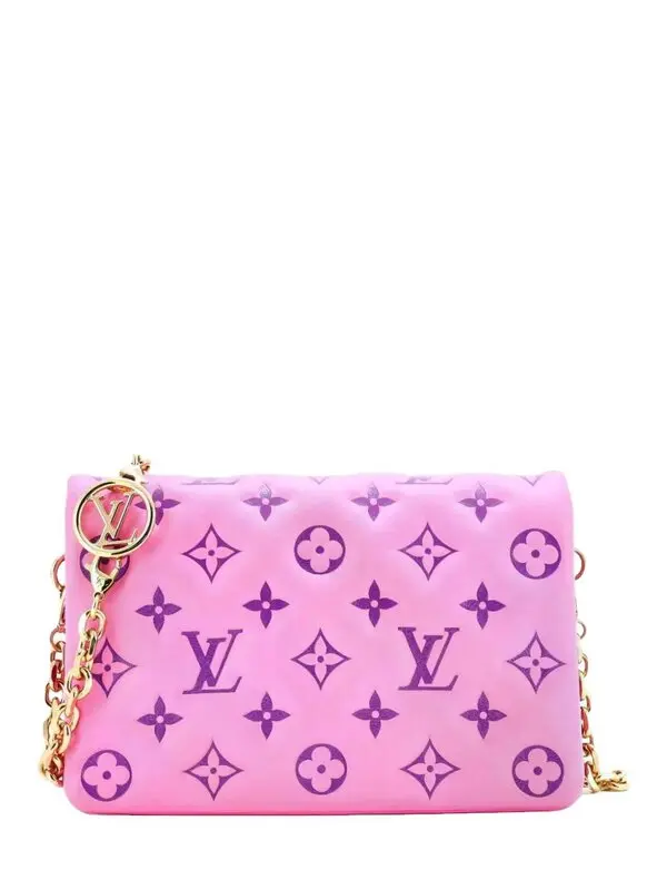 LOUIS VUITTON Coussin Pochette Monogram Embossed Lambskin Crossbody Bag - Pink