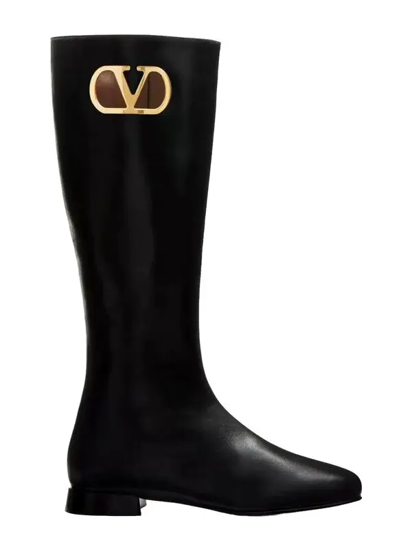 Valentino Garavani Vlogo Signature Leather Boots - Black