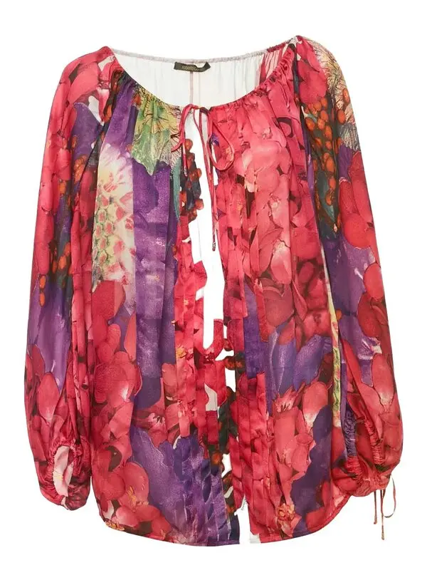 Roberto Cavalli Floral-print Pleated Blouse - Pink