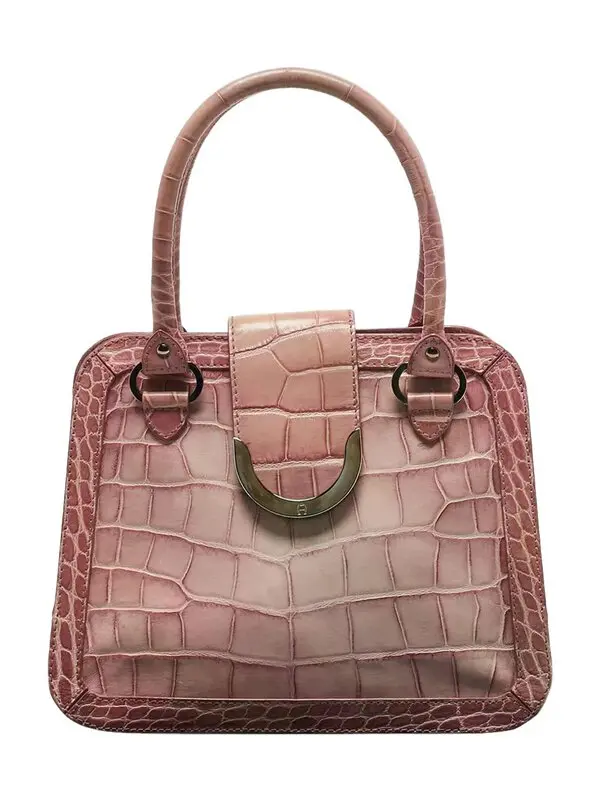 AIGNER Croc Embossed Satchel - Pink