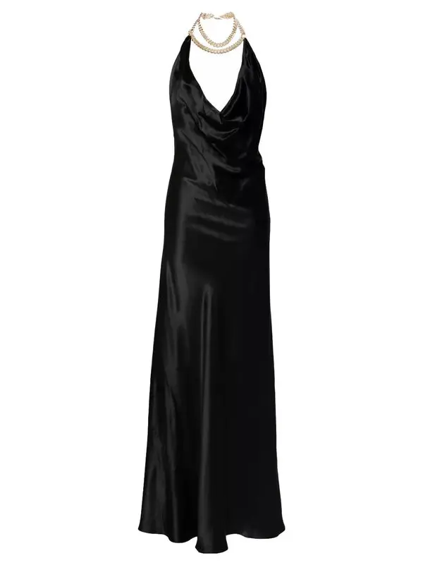 Michelle Mason Halterneck Gown - Black
