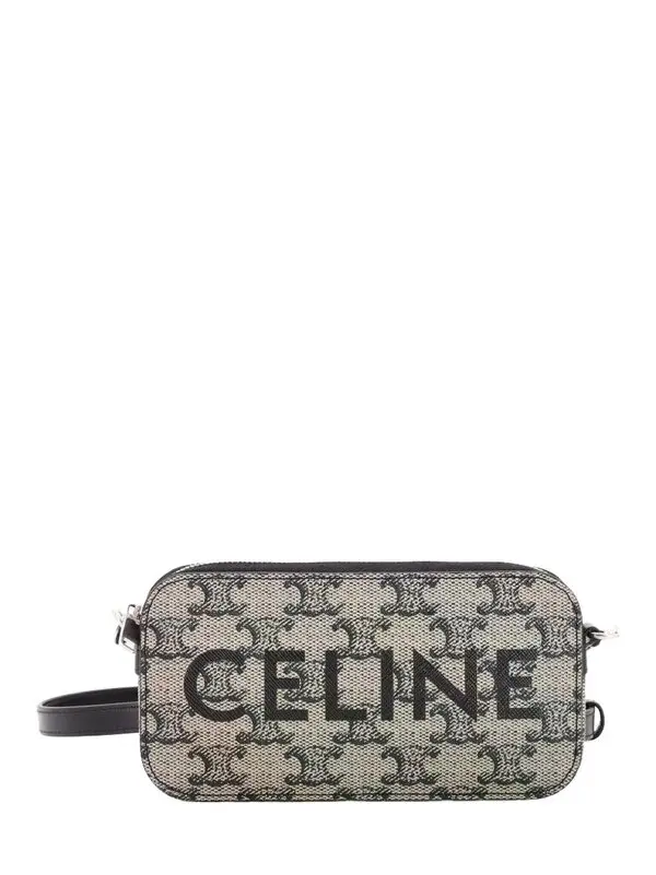 Celine Horizontal Pouch Crossbody Bag Logo Triomphe Coated Canvas - Black