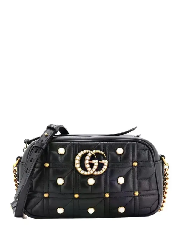 Gucci Gg Marmont Embellished Shoulder Bag - Black