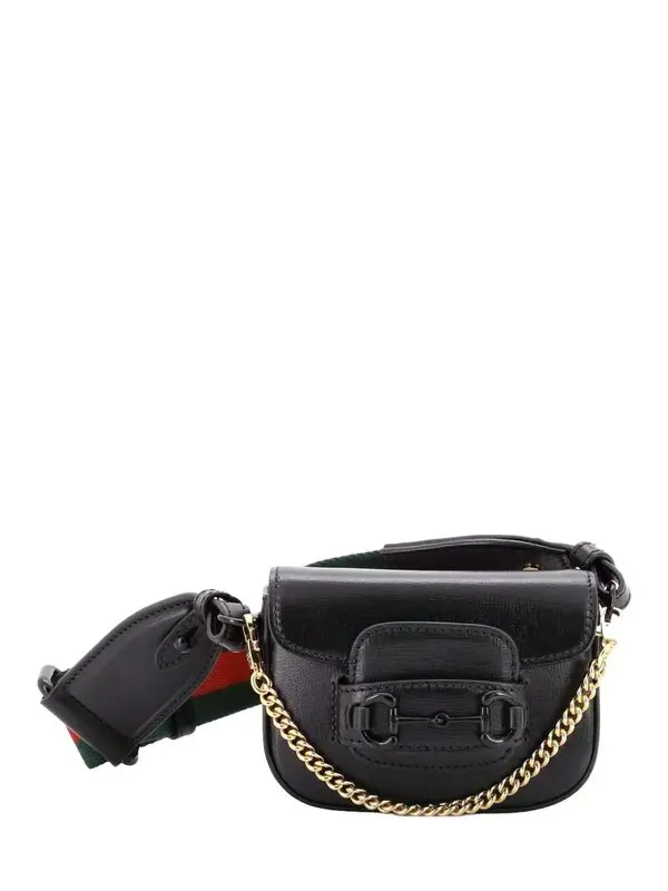 Gucci Horsebit 1955 Flap Wallet With Strap - Black