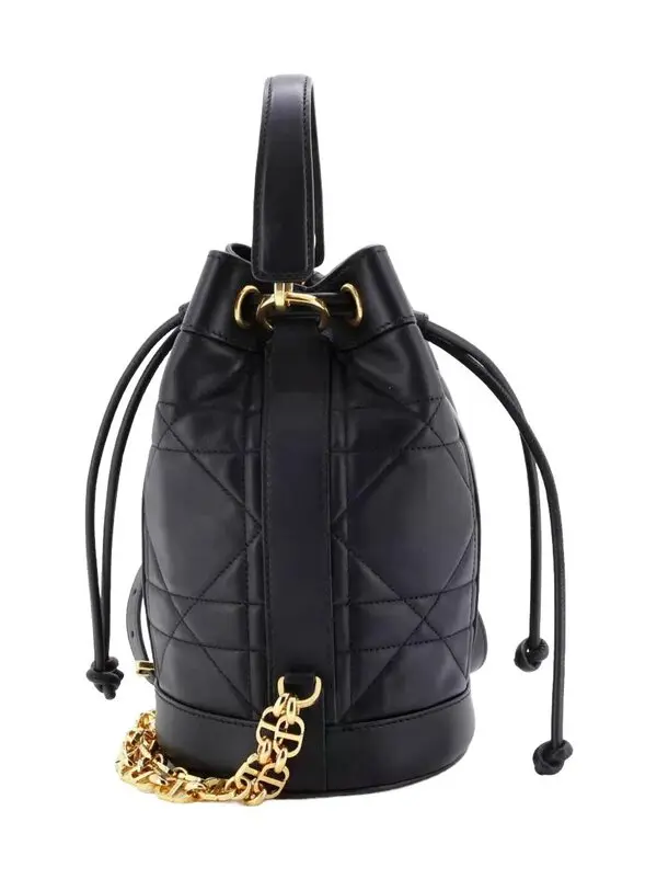 Dior Drawstring Macrocannage Quilt Calfskin Backpack - Black