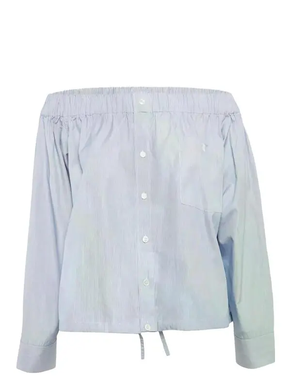 Celine Striped Off-shoulder Blouse - Blue