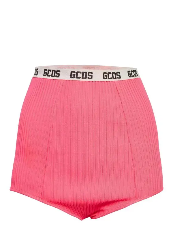 Gcds Ribbed Logo-band Shorts - Pink