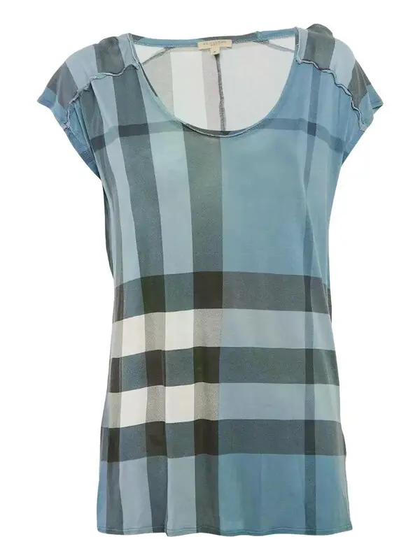 Burberry Plaid-print Modal Top - Blue