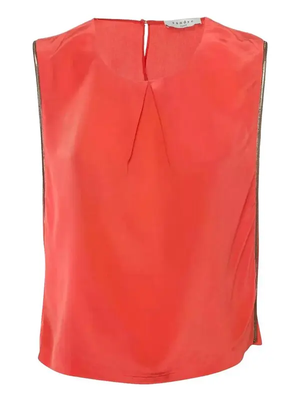 Sandro Metallic-trim Silk Top - Red