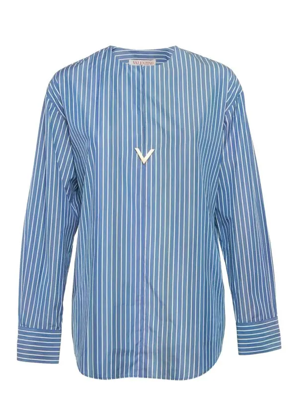 Valentino Garavani Striped Plaque Blouse - Blue