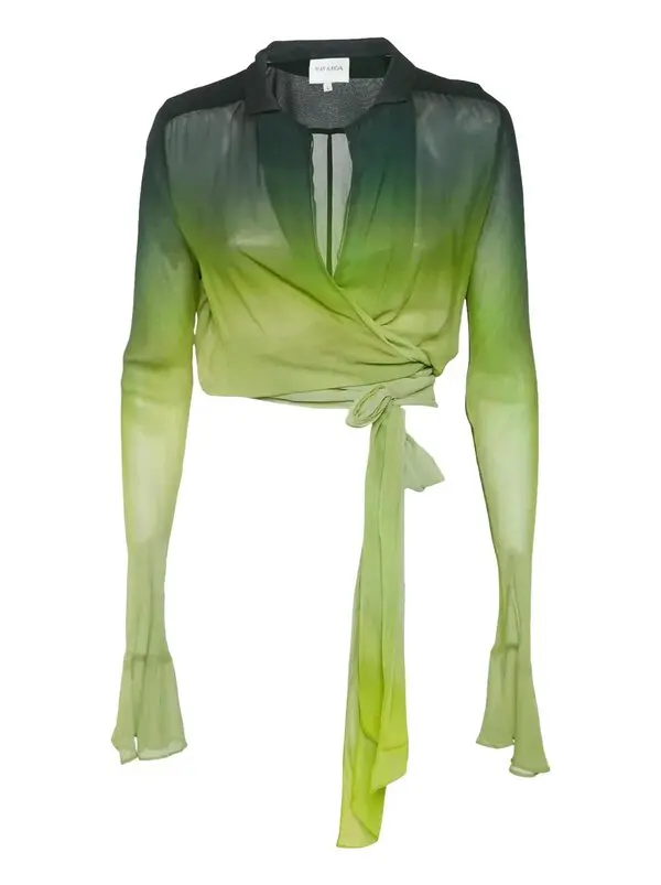 Rag & Bone Cypress Ombré Crepe Blouse - Green