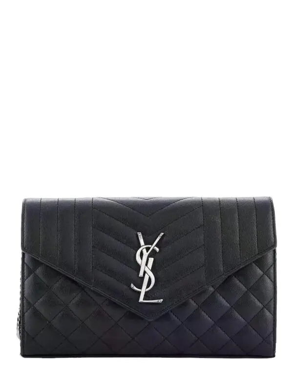 Saint Laurent Classic Monogram Chain Wallet - Black