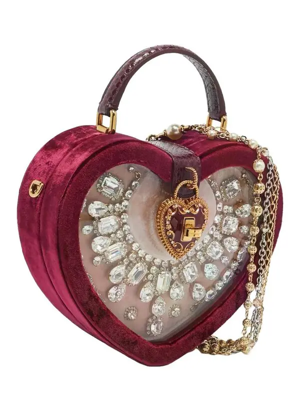 Dolce & Gabbana Heart-shaped Crystal-embellished Tote - Red