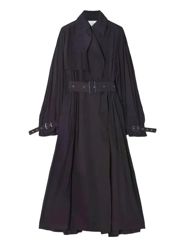 LANVIN Pleated Belted Trench Coat - Black