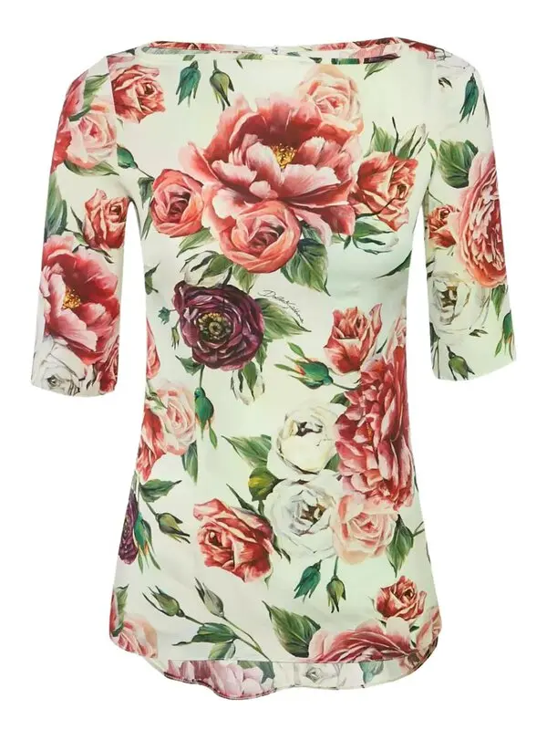 Dolce & Gabbana Floral-print Silk Blouse - Neutrals