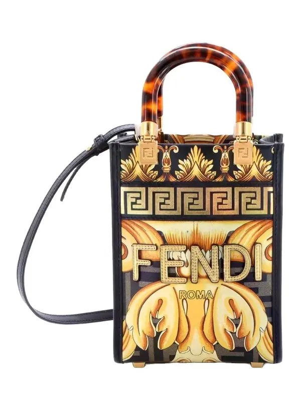 Fendi X Versace Fendace Convertible Sunshine Shopper Mini Crossbody Bag - Black