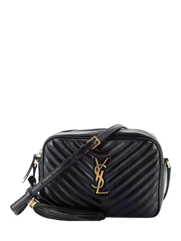 Saint Laurent Lou Camera Matelassé Chevron Leather Small Crossbody Bag - Black