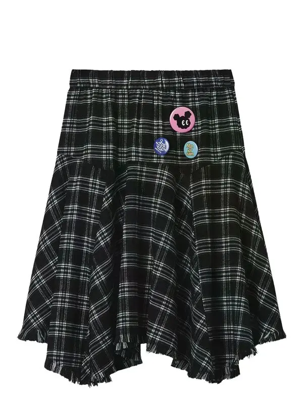 MINI CREAM Plaid Mini Skirt - Black