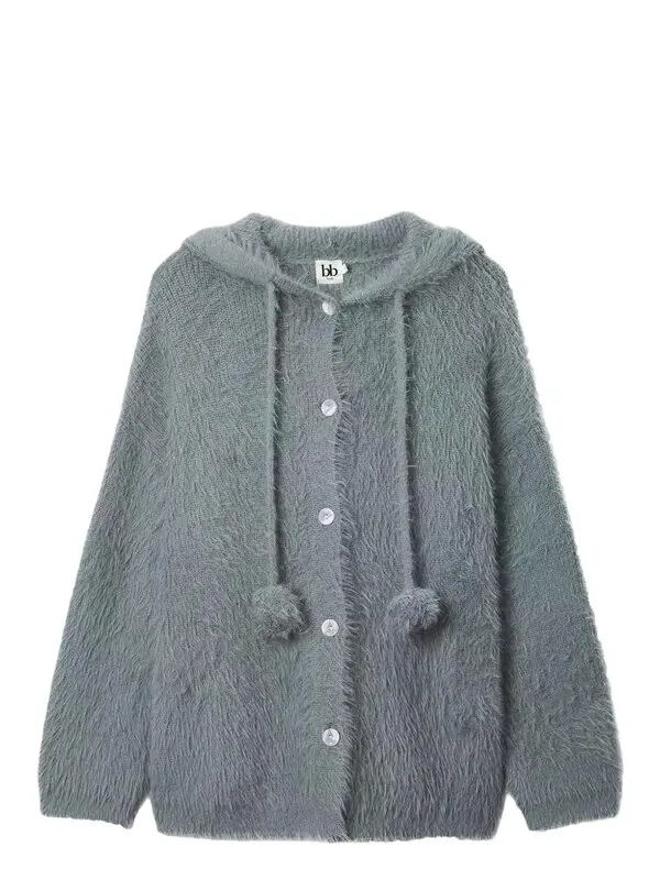 B+AB Hooded Pom-pom Cardigan - Grey