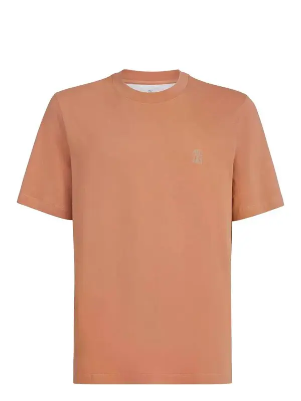 Brunello Cucinelli Logo-detail Crew-neck T-shirt - Orange