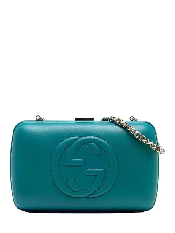 Gucci 2016-2025 Leather Soho Clutch On Chain - Blue