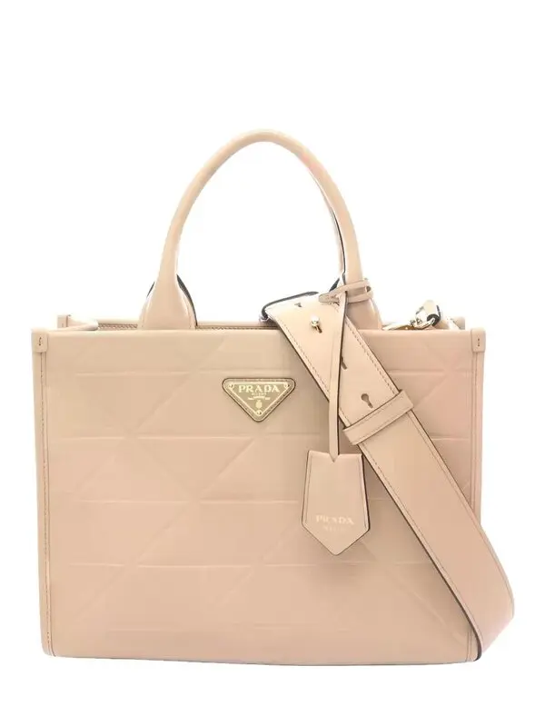 Prada 2010s Symbole-debossed Tote Bag - Neutrals