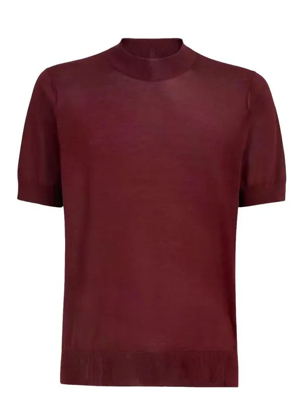 Brunello Cucinelli Mock-neck Knit T-shirt - Red