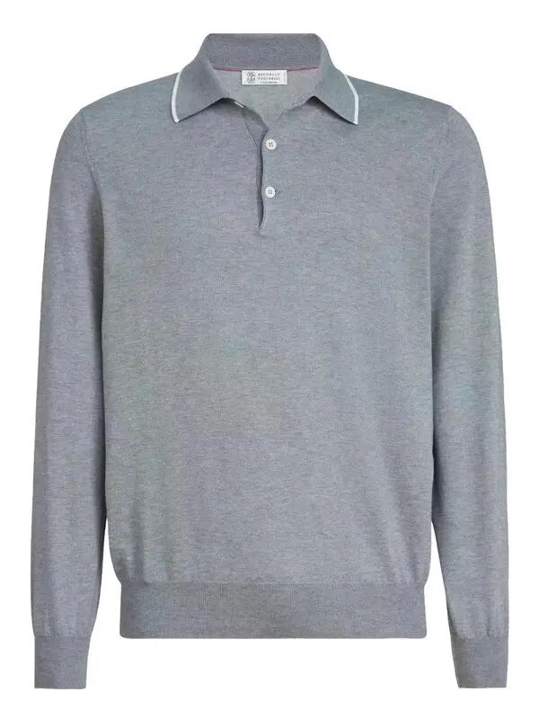 Brunello Cucinelli Long-sleeve Button-fastening Polo Shirt - Grey