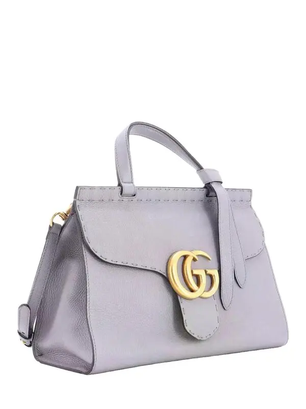 Gucci Gg Marmont Top Handle Small Satchel - Grey