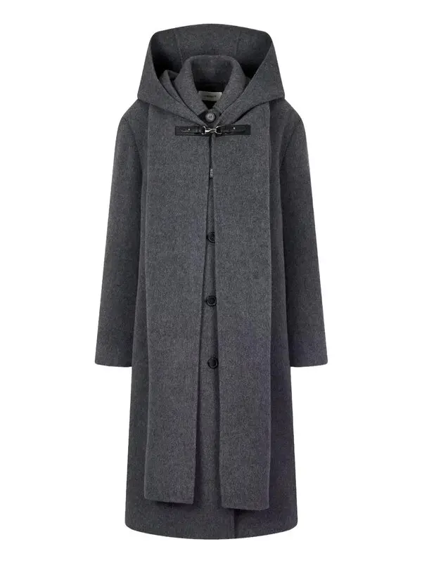 STUDIO TOMBOY Hooded Scarf Wool Blend Coat - Grey