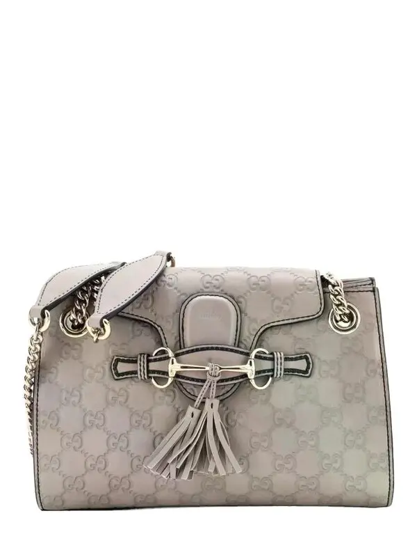 Gucci Emily Chain Flap Ssima Leather Small Shoulder Bag - Grey