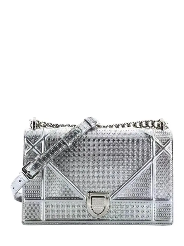Dior Diorama Flap Bag Cannage Embossed Calfskin Medium - Silver