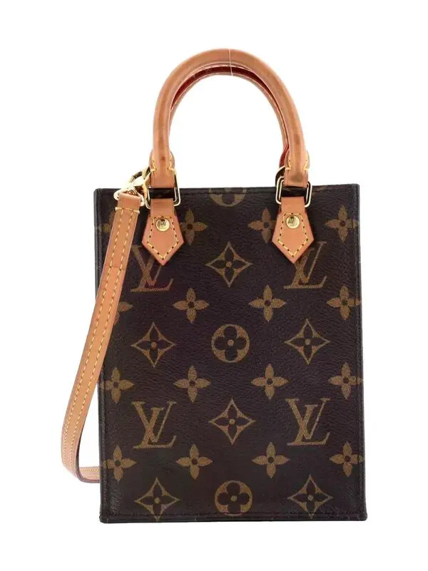 LOUIS VUITTON Petit Sac Plat Monogram Canvas Crossbody Bag - Brown