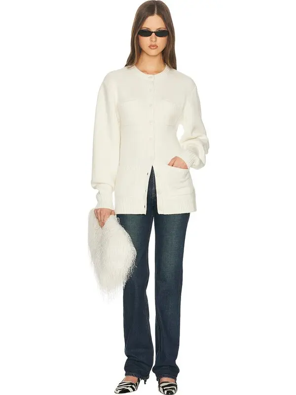 HELSA Devika Wool Cashmere Cardigan - Cream
