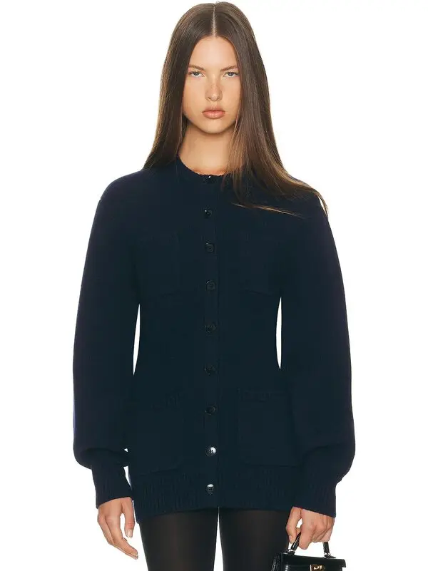 HELSA Devika Wool Cashmere Cardigan - Navy