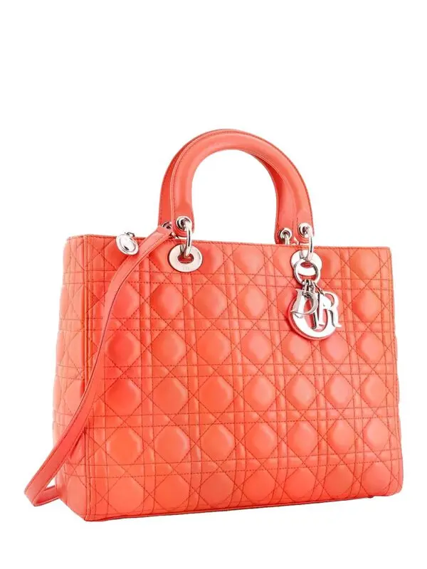 Dior Lady Large Tote Bag Quilted Lambskin - Orange