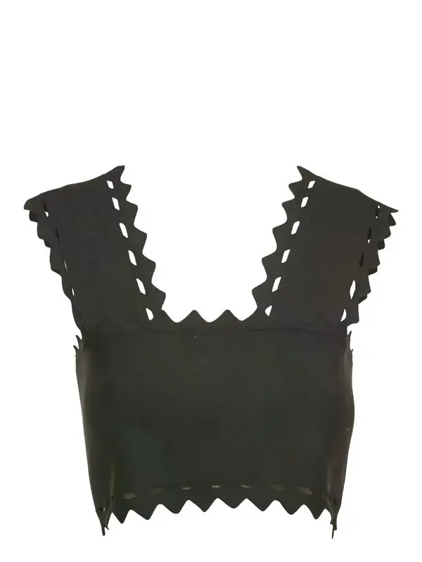 Alaïa Cut-out Scalloped Top - Black